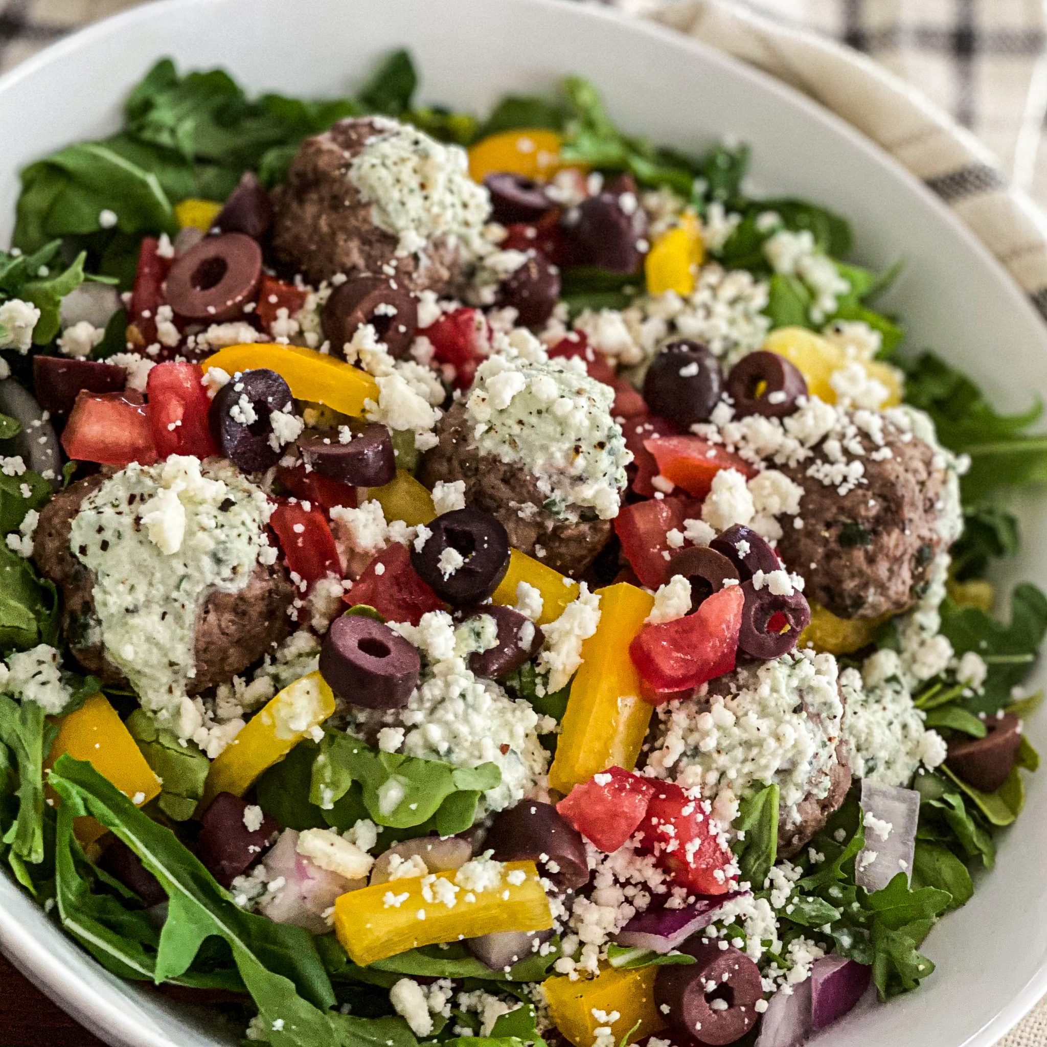 Lamb Meatball Greek Salad | That Salad Lady®